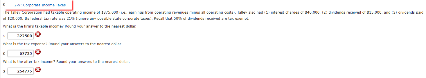 Solved 2-9: Corporate Income Taxes The Talley Corporation | Chegg.com