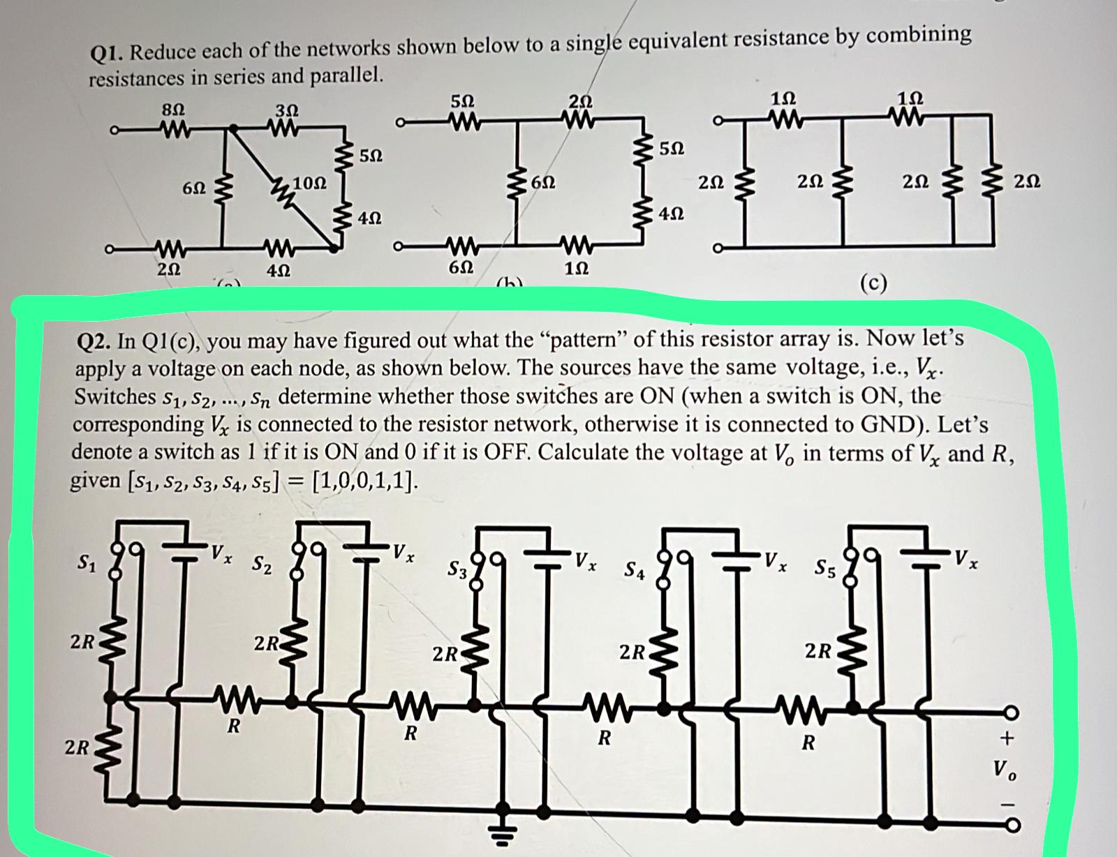 Solved Q1 Reduce Each Of The Networks Shown Below To A 
