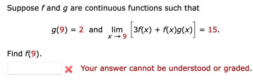 Solved Suppose f and g are continuous functions such that | Chegg.com