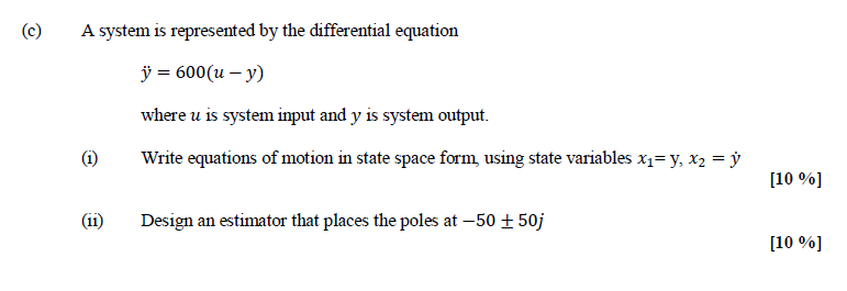 Solved (c) A system is represented by the differential | Chegg.com