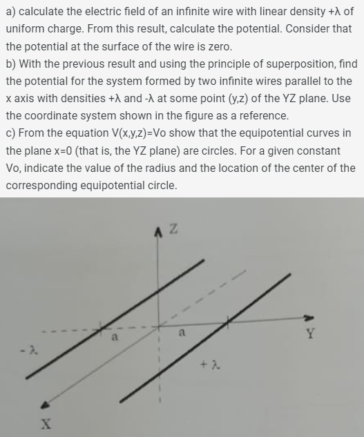 Solved a) ﻿calculate the electric field of an infinite wire | Chegg.com