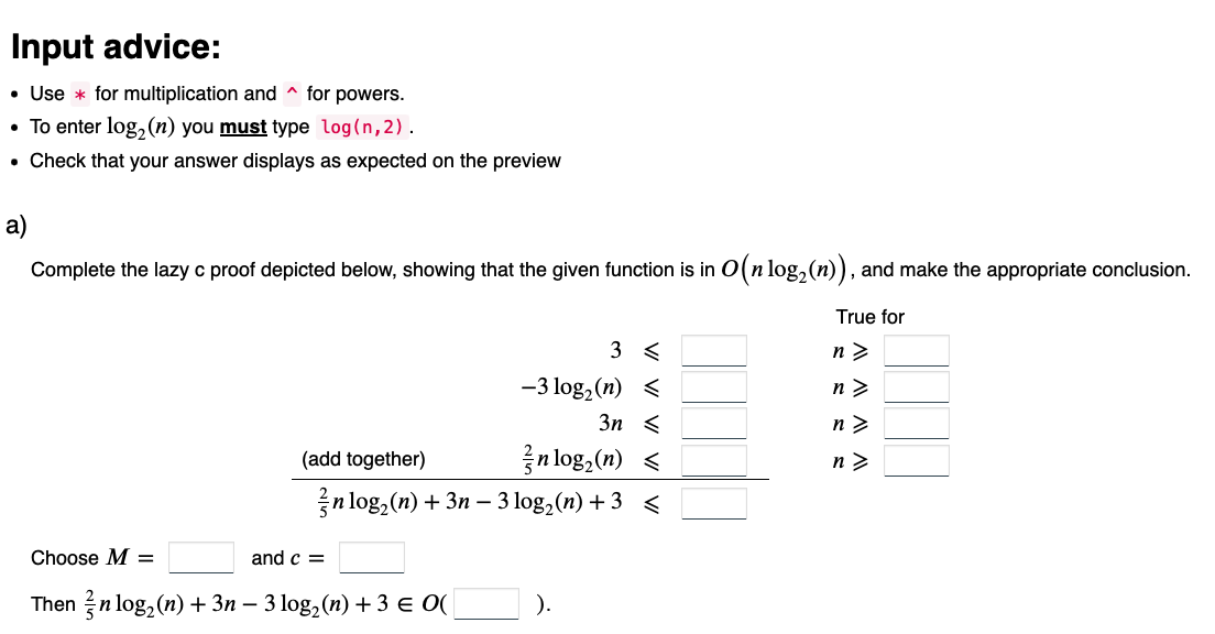 Solved Input advice: - Use ∗ for multiplication and for | Chegg.com