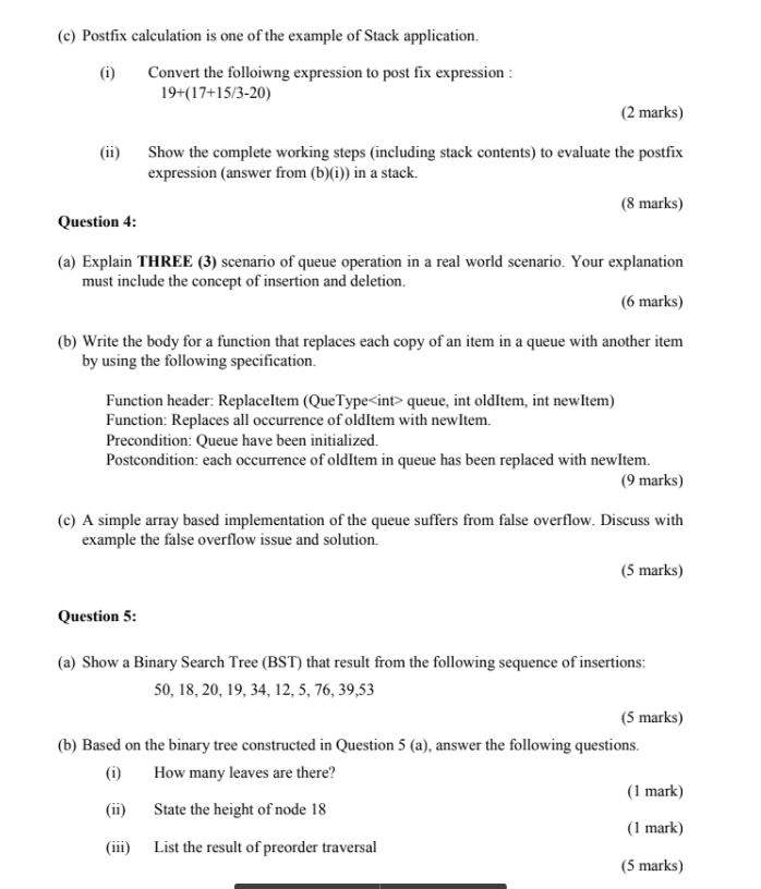 Solved (a) Define Abstract Data Type (3 marks) (b) Discuss | Chegg.com
