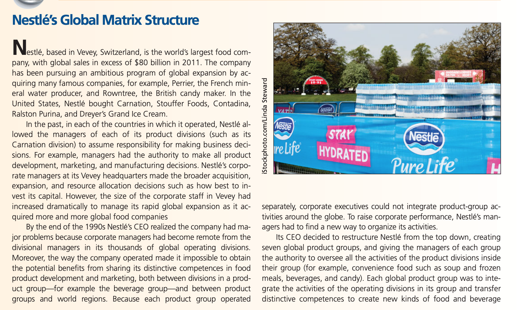 Solved Nestlé's Global Matrix Structure Nestlé, 66780331 ART | Chegg.com