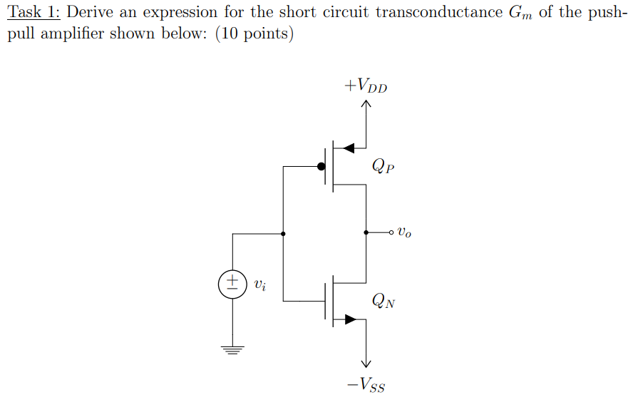 Solved Task 1: Derive an expression for the short circuit | Chegg.com