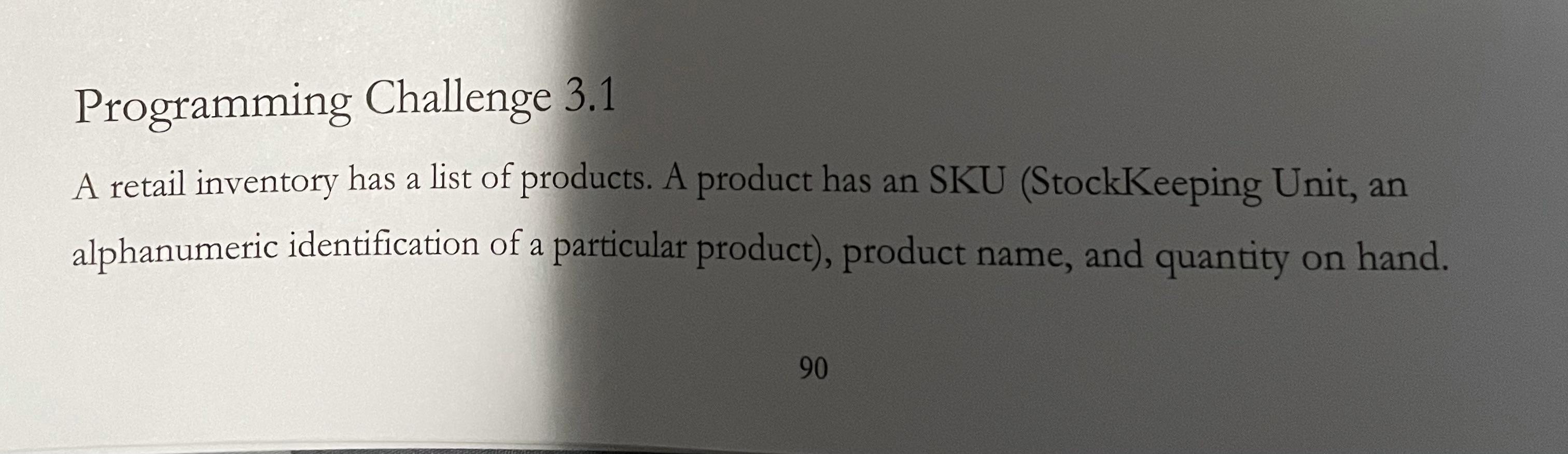 Solved Programming Challenge 3.1 A retail inventory has a | Chegg.com