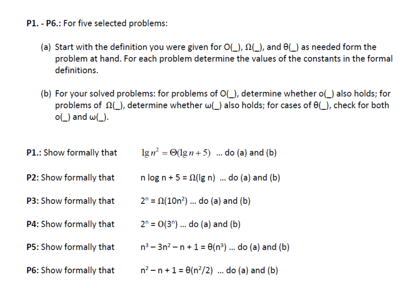 Solved P1. - P6.: For five selected problems: (a) Start with | Chegg.com