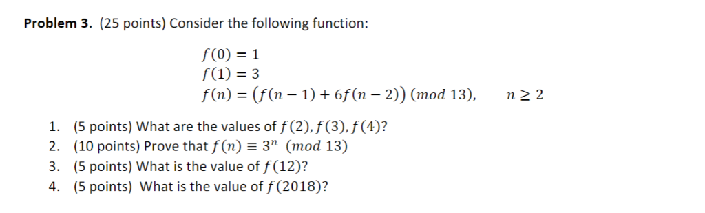 Solved Problem 3. (25 points) Consider the following | Chegg.com
