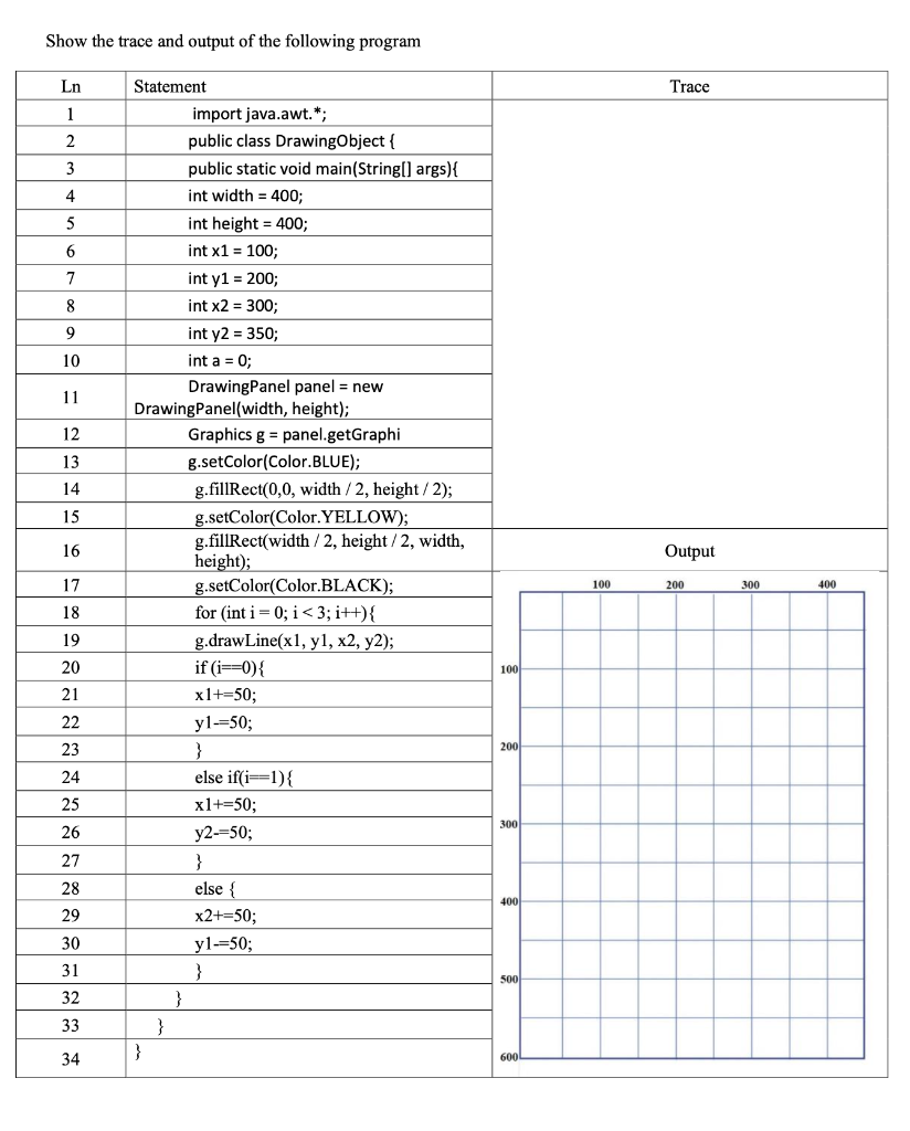 Show the trace and output of the following program Ln | Chegg.com