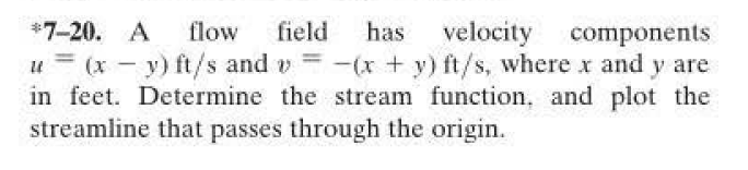 Solved 7 20 A Flow Field Has Velocity Components