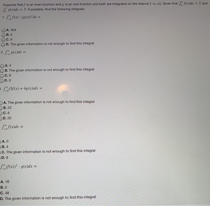 Solved Suppose That F Is An Even Function And G Is An Odd