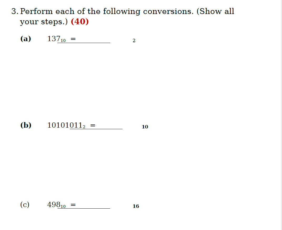 Solved 3. Perform each of the following conversions. (Show | Chegg.com