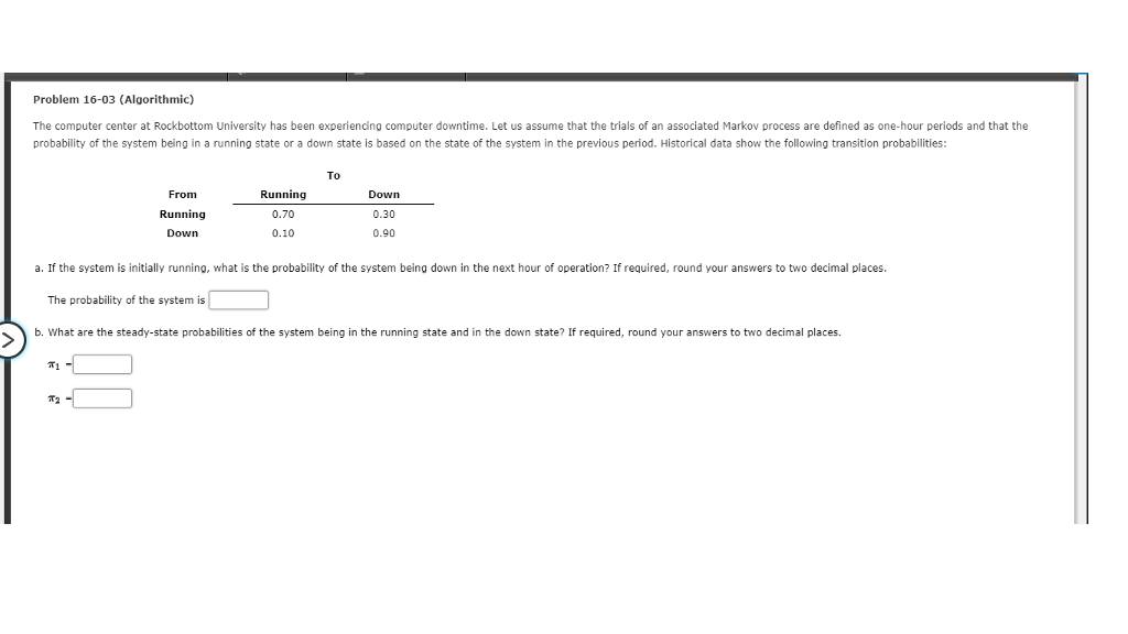 Solved Problem 16-03 (Algorithmic) The computer center at | Chegg.com