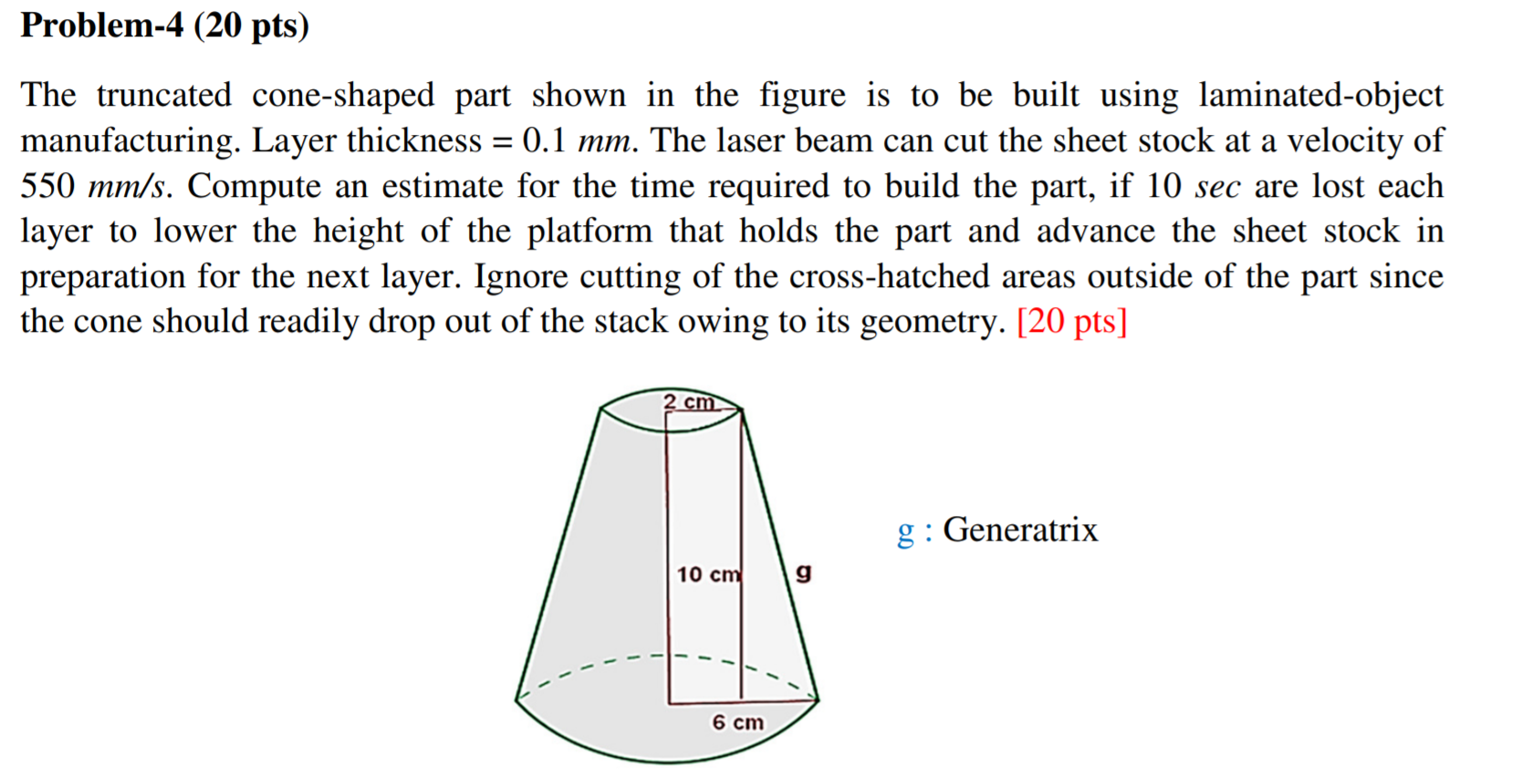 Problem-4 (20 pts) The truncated cone-shaped part | Chegg.com