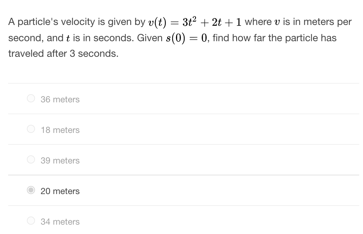 Solved A particle's velocity is given by v(t) = 3t2 + 2t + 1 | Chegg.com
