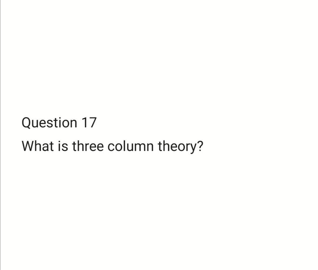 Solved Question 17 What is three column theory? | Chegg.com