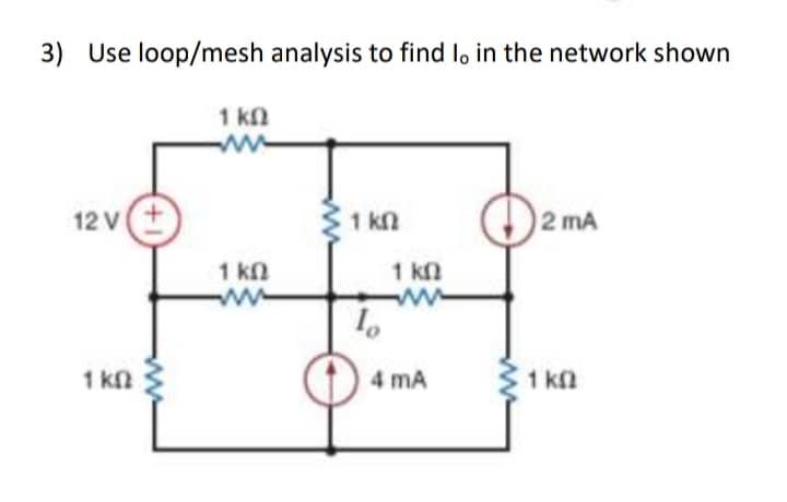Solved 3) Use Ioop/mesh analysis to find I0 in the network | Chegg.com