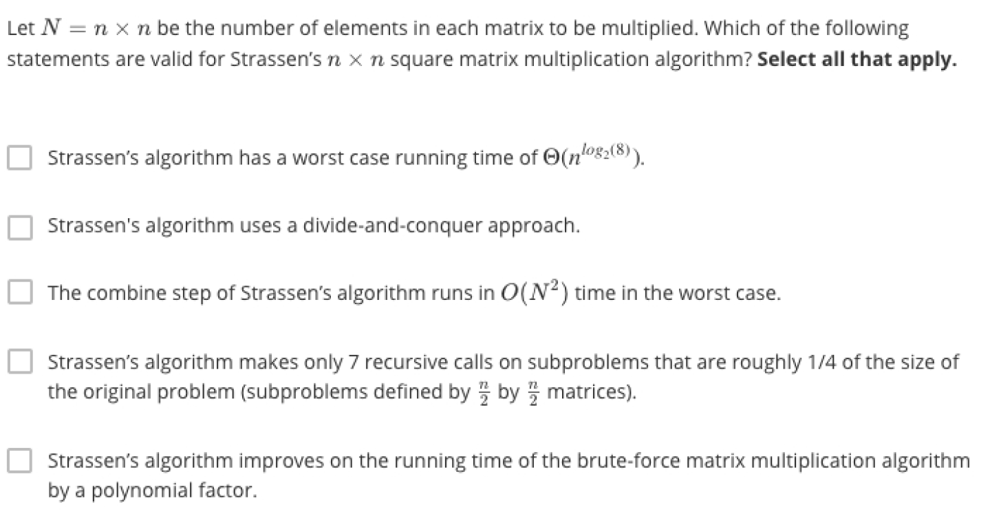 Solved Let N = n x n be the number of elements in each | Chegg.com