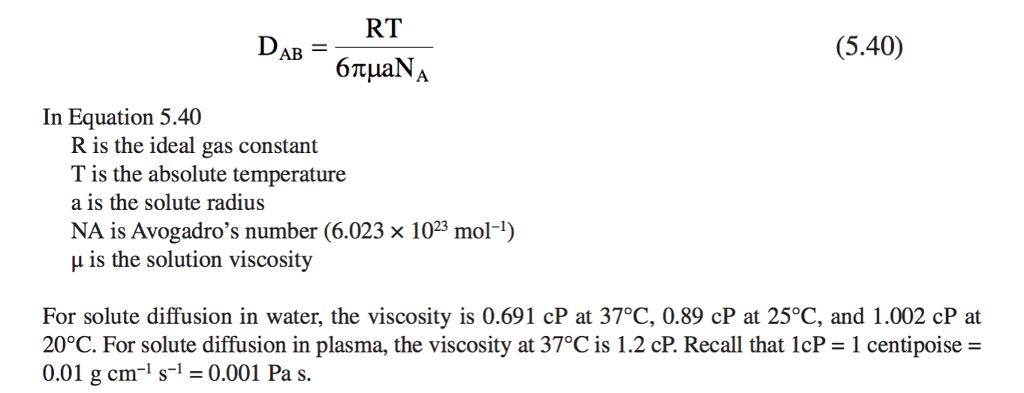 Solved Estimate the diffusivity of a drug in a solvent at | Chegg.com