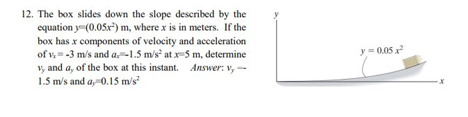 Solved 12. The box slides down the slope described by the | Chegg.com