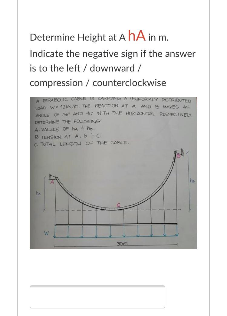 Solved Determine Height at A hA in m. Indicate the negative | Chegg.com