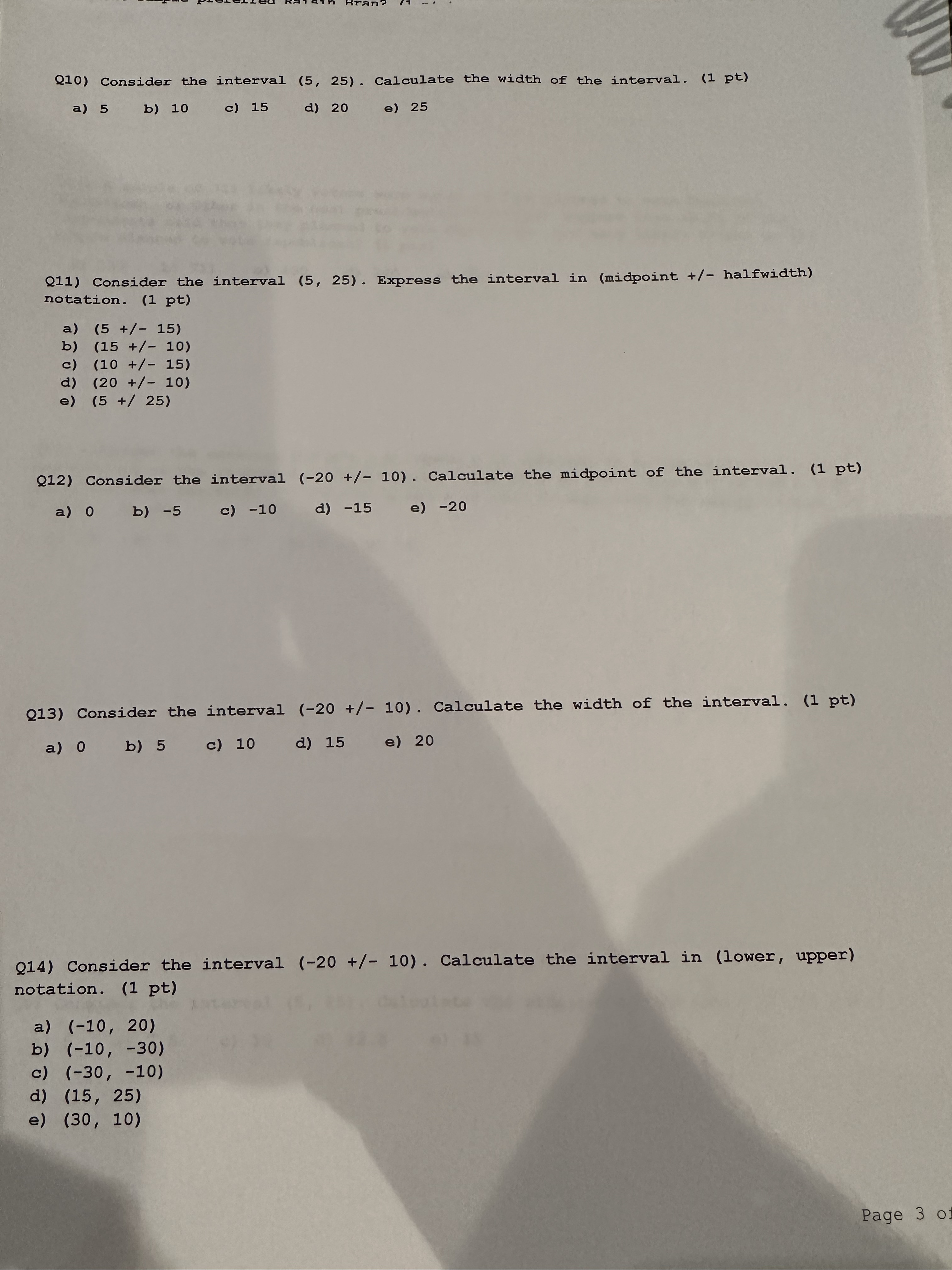 Solved Q10) Consider the interval (5,25). Calculate the | Chegg.com