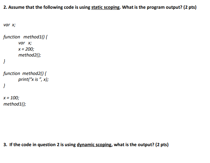 Solved 2. Assume that the following code is using static | Chegg.com