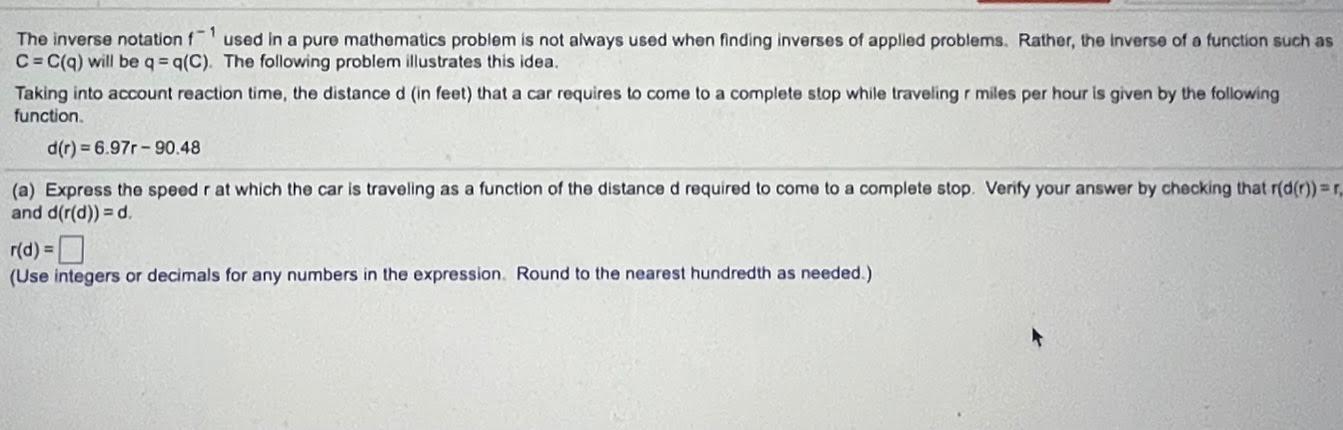 Solved The inverse notation f- used in a pure mathematics | Chegg.com