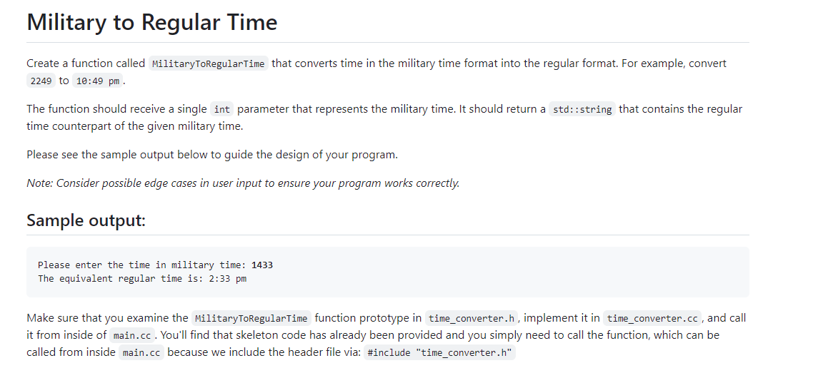 Solved Create a function called that converts time in the | Chegg.com