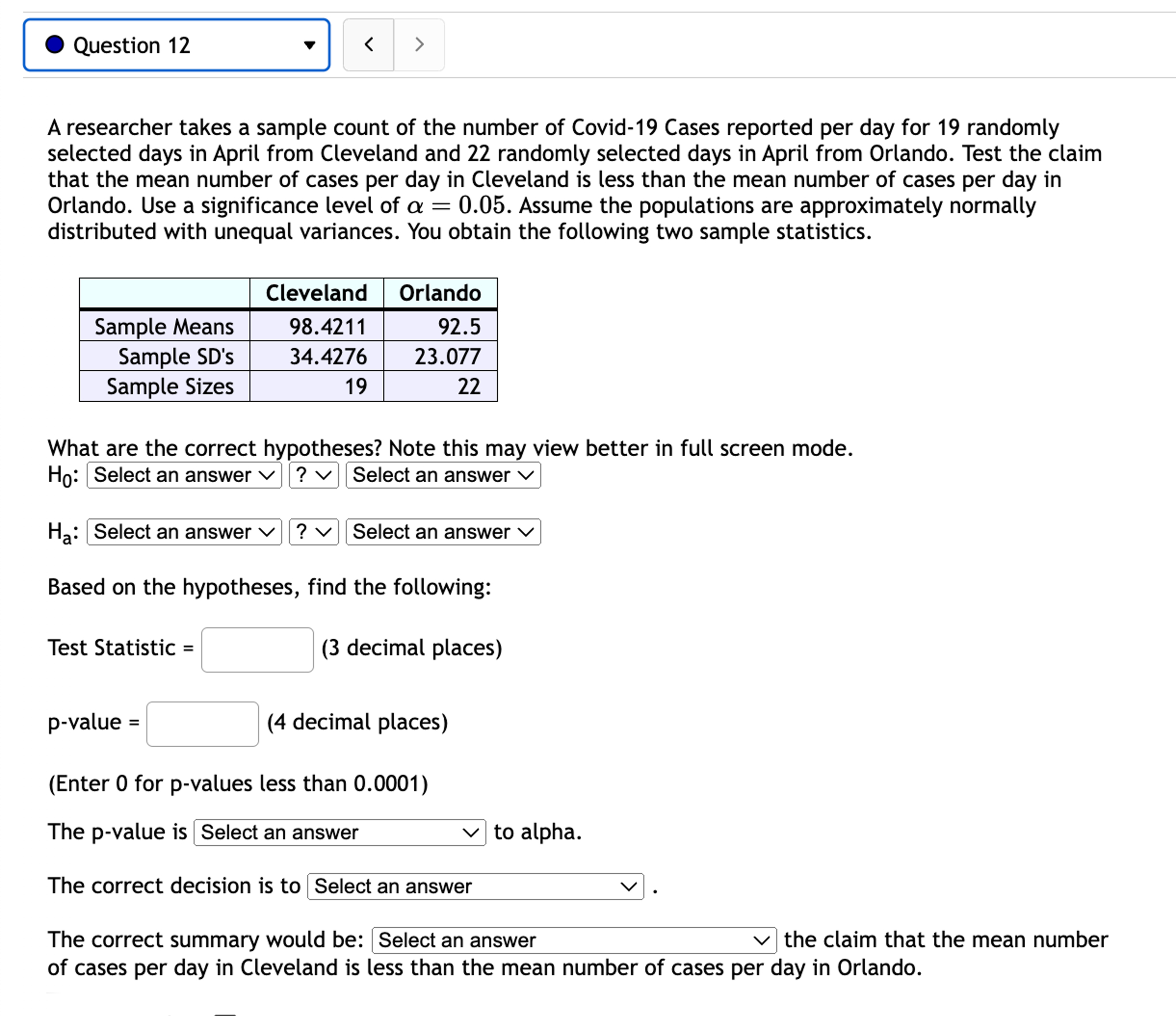Solved Question 12A researcher takes a sample count of the | Chegg.com