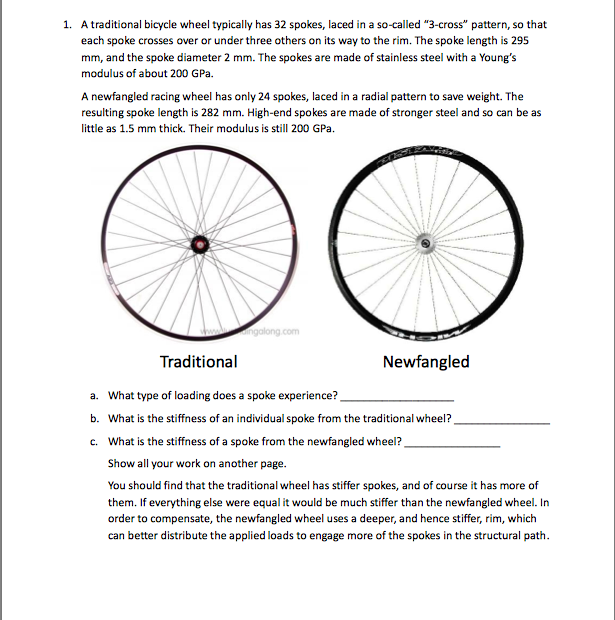 1. A traditional bicycle wheel typically has 32 | Chegg.com