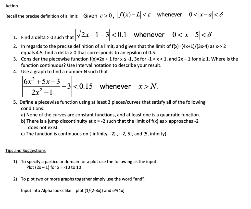 Solved Recall the precise definition of a limit: Given | Chegg.com