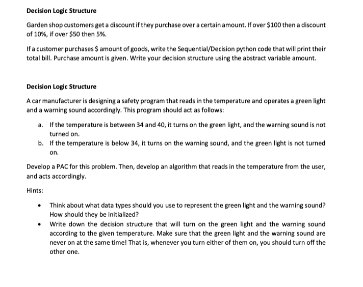 Solved Decision Logic Structure Garden shop customers get a | Chegg.com