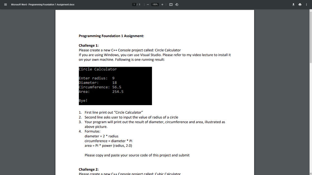 Solved Microsoft Word - Programming Foundation 1 Assignment | Chegg.com