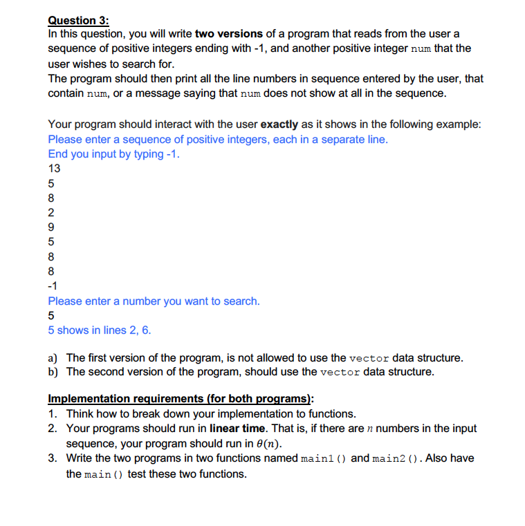 Solved Question 3: In this question, you will write two | Chegg.com