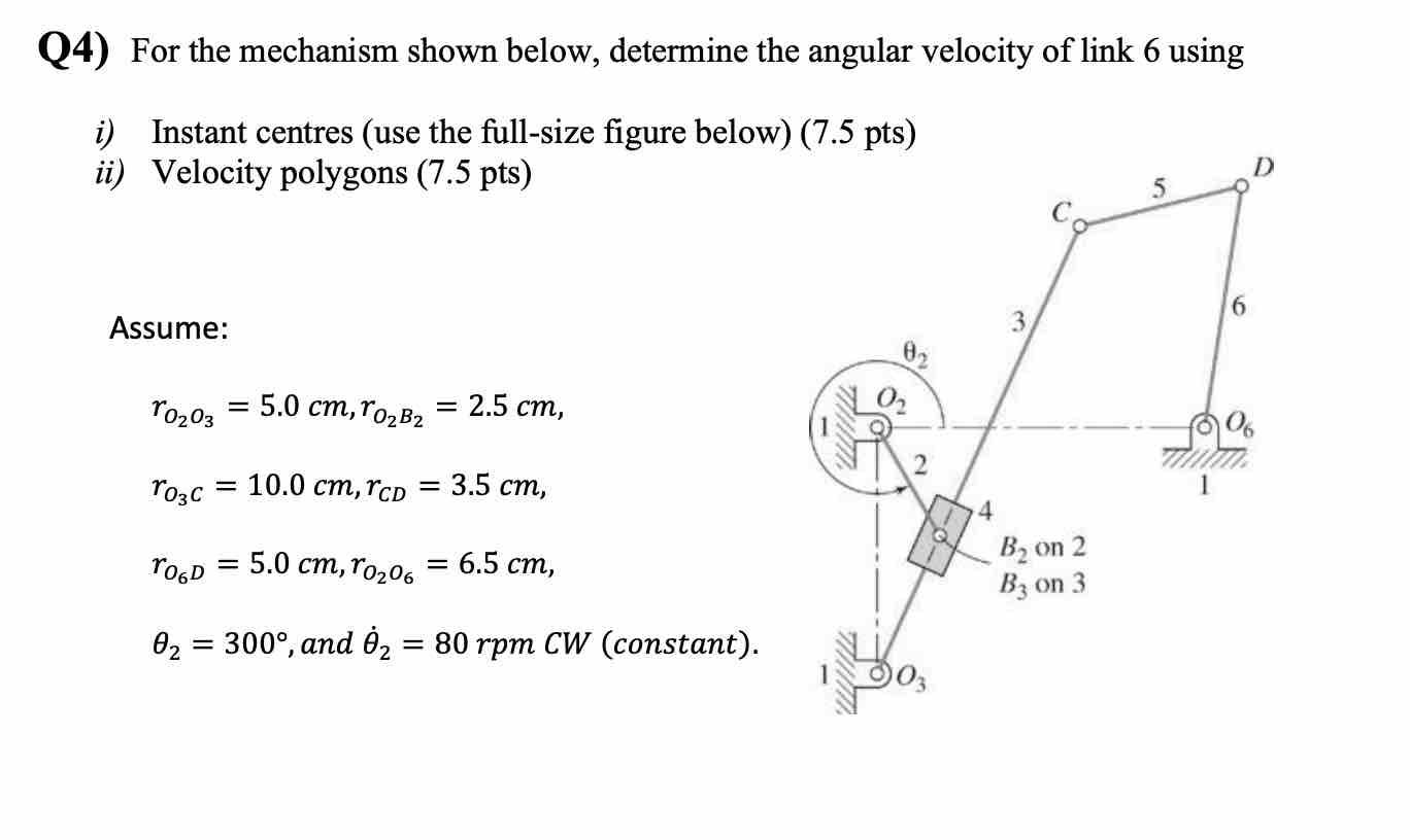 Solved 4) For the mechanism shown below, determine the | Chegg.com