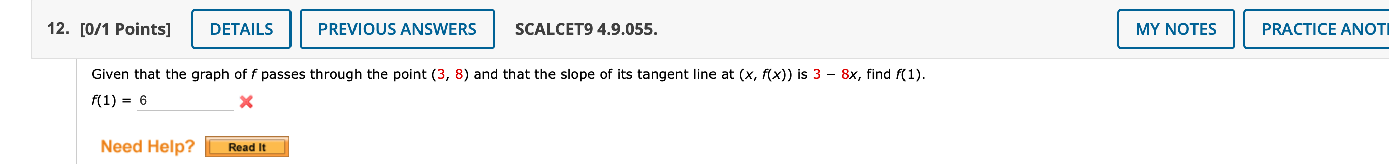 Solved [0/1 Points] SCALCET9 4.9.055. Given that the graph | Chegg.com