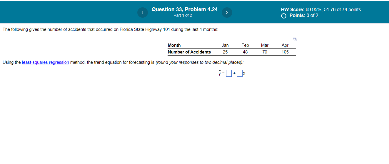 Solved Using the method, the trend equation for forecasting | Chegg.com