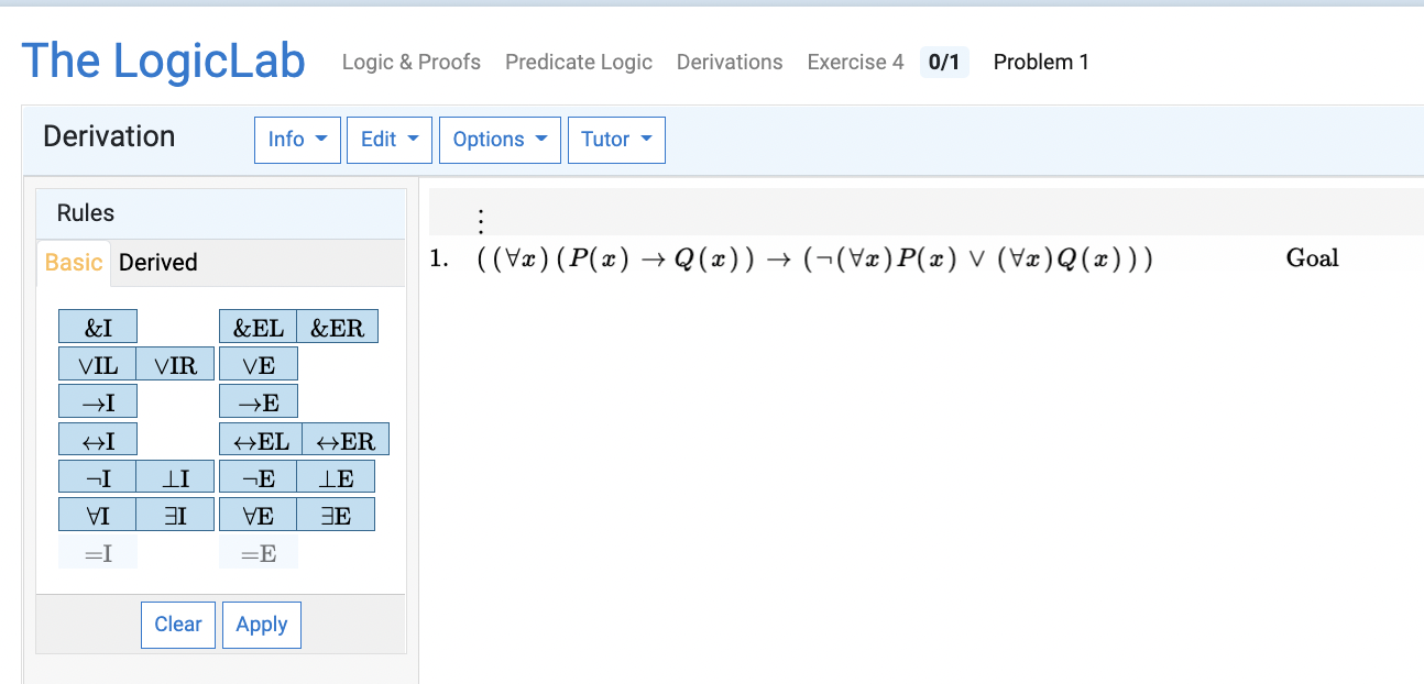 Solved The LogicLab Logic & Proofs Predicate Logic | Chegg.com