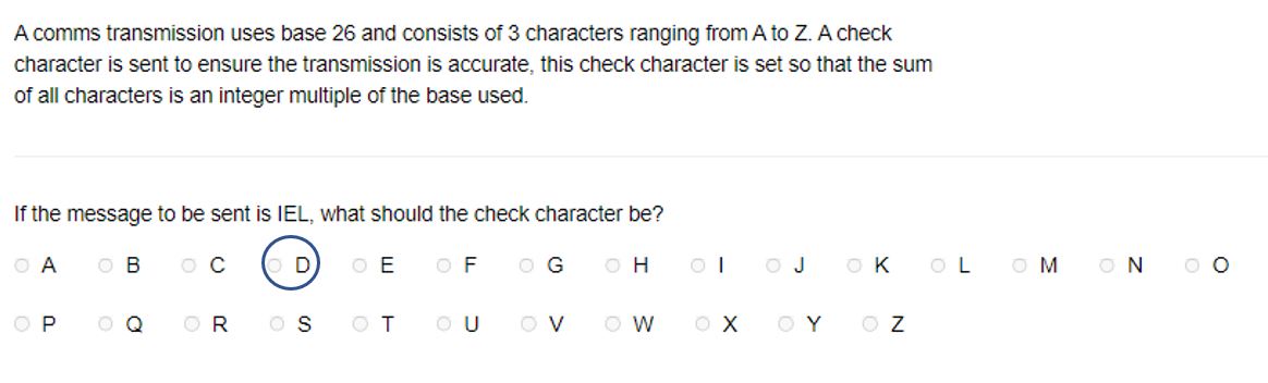 Solved A comms transmission uses base 26 ﻿and consists of 3 | Chegg.com