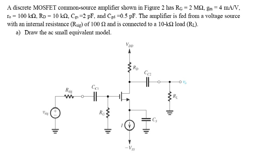 Solved A discrete MOSFET common-source amplifier shown in | Chegg.com