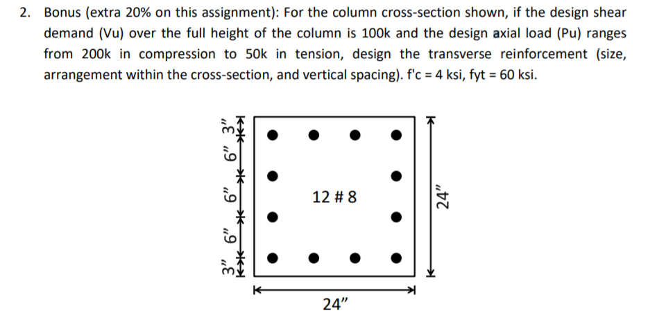 Solved Bonus extra 20% on this assignment): For the column | Chegg.com