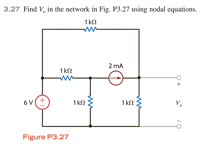 Solved Find V_0 in the network in Fig. P3.27 using nodal | Chegg.com