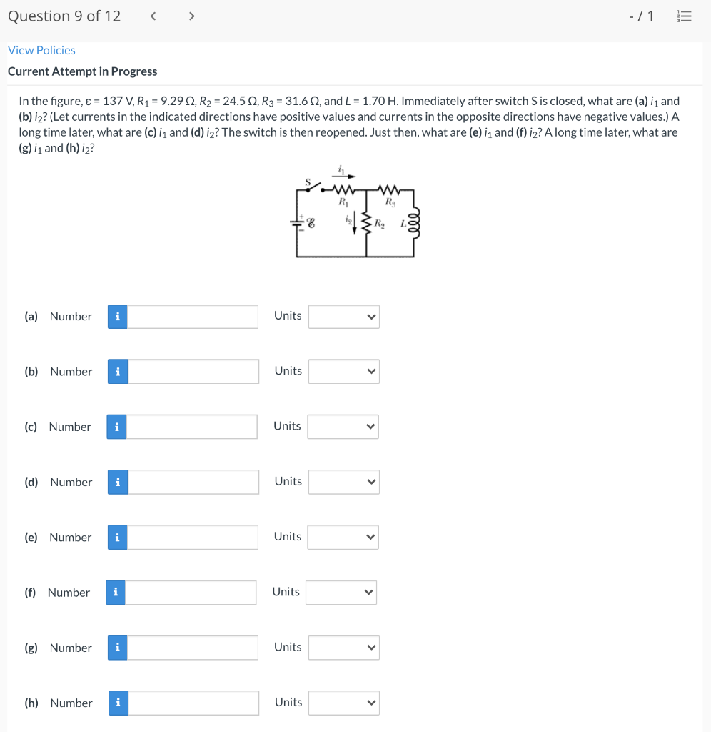 Solved Question 9 of 12 > -/1 E View Policies Current | Chegg.com