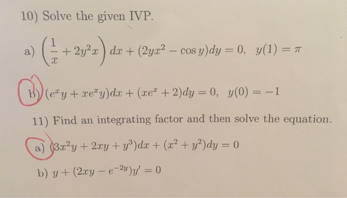 Solved Solve the given IVP. (1/x + 2y^2x)dx + (2yx^2 - cos | Chegg.com