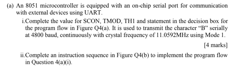 Solved (a) An 8051 microcontroller is equipped with an | Chegg.com