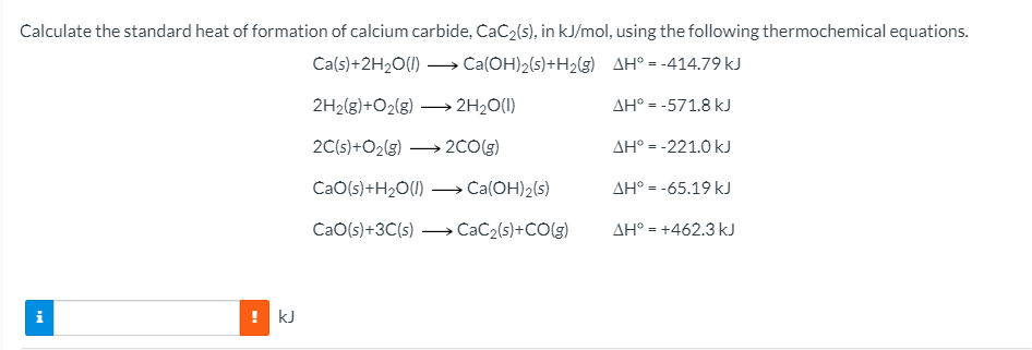 Solved Calculate the standard heat of formation of calcium | Chegg.com
