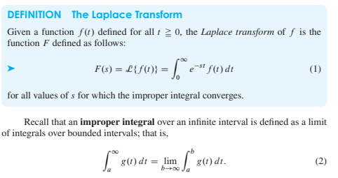 Solved DEFINITION The Laplace Transform Given a function | Chegg.com