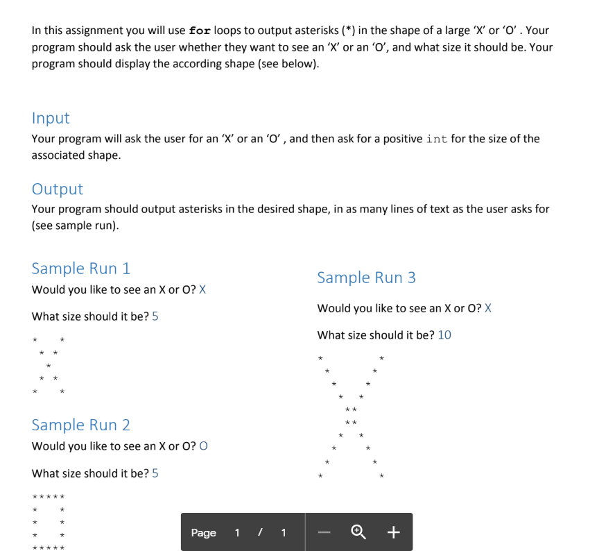 Solved In this assignment you will use for loops to output | Chegg.com