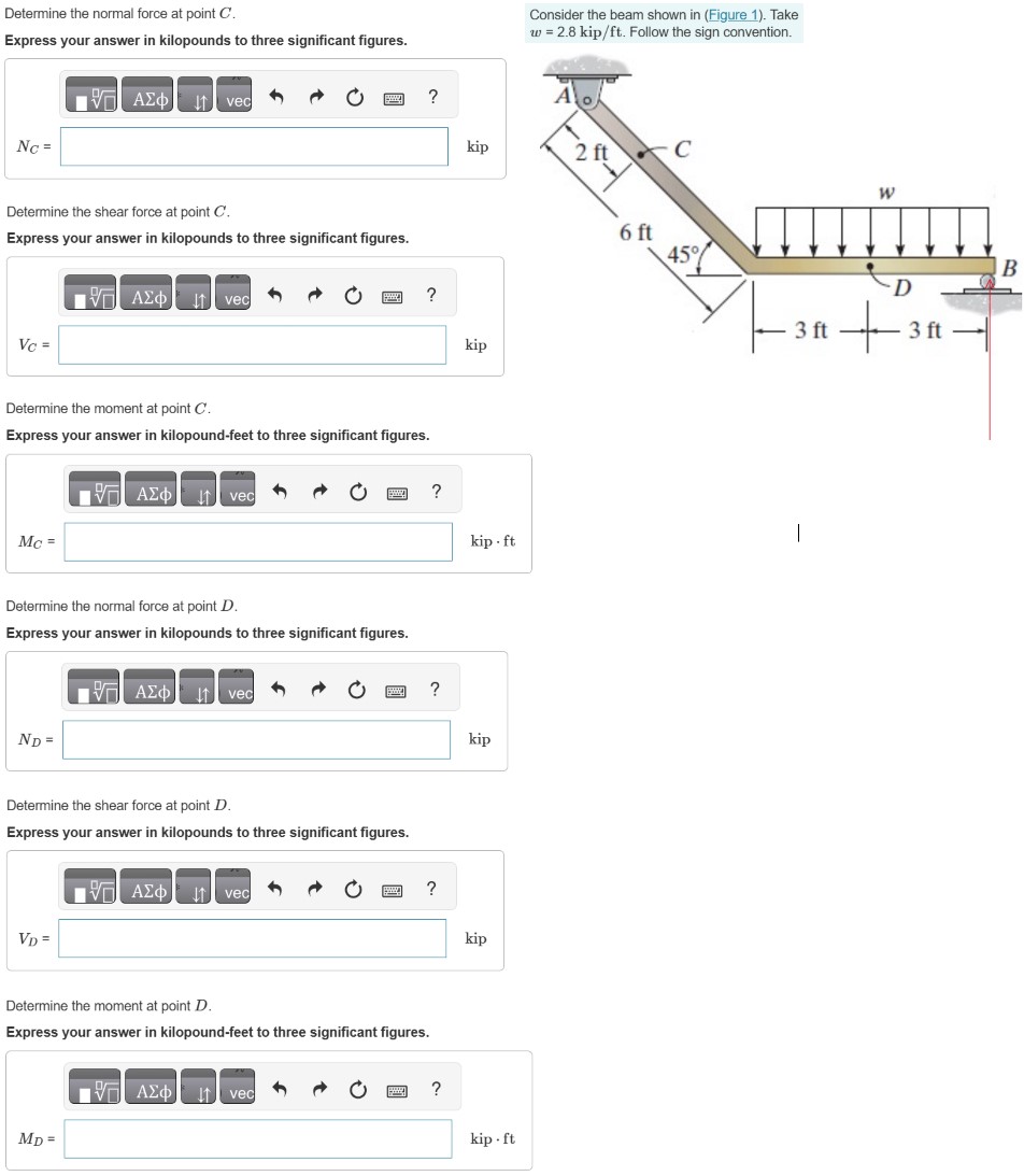 Solved Determine the normal force at point C.Express your | Chegg.com
